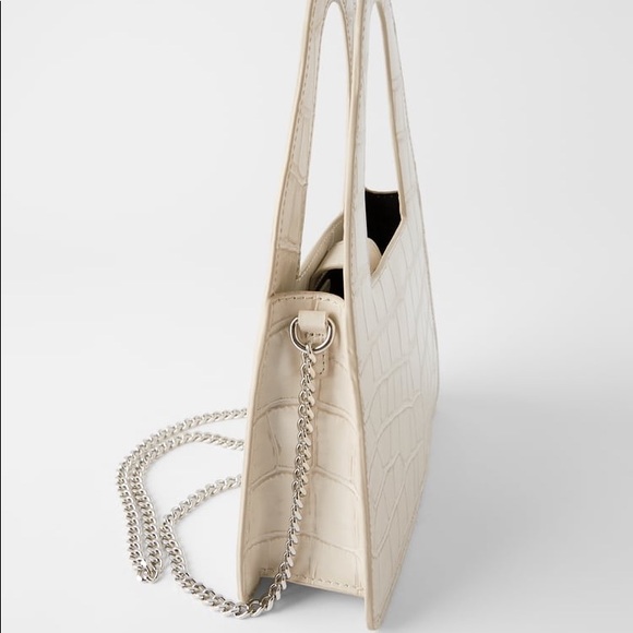 Zara | Bags | Zara Off White Croc Embossed Cut Out Crossbody Bag | Poshmark